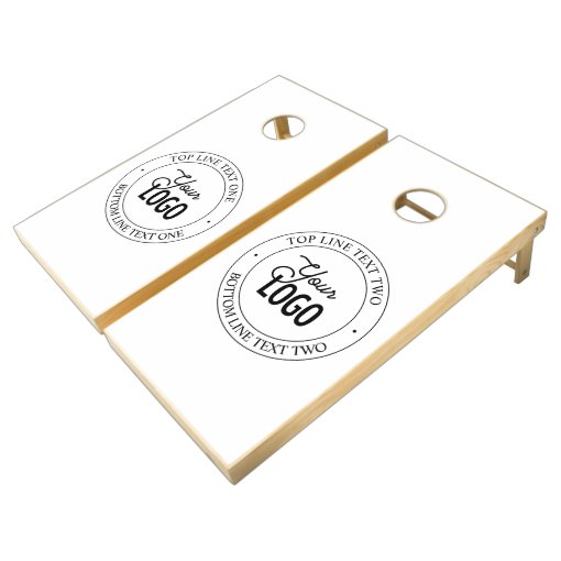 Easy Logo Replacement & Customizable Text | White Cornhole Set | Zazzle