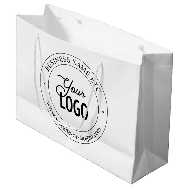 Easy Logo Replacement & Customizable Text | White Large Gift Bag | Zazzle