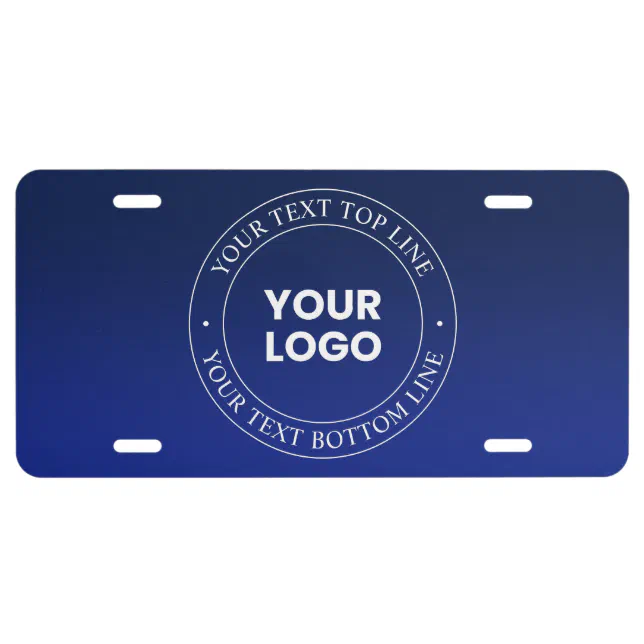 Easy Logo Replacement & Text | Dark Blue Gradient License Plate | Zazzle