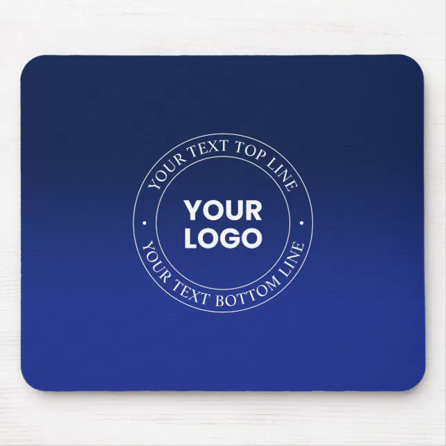Easy Logo Replacement & Text | Dark Blue Gradient Mouse Pad | Zazzle