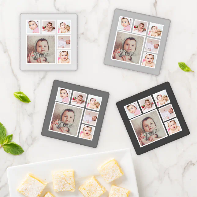 Easy Personalize Your Own Unique 6 Photo Coaster Set | Zazzle