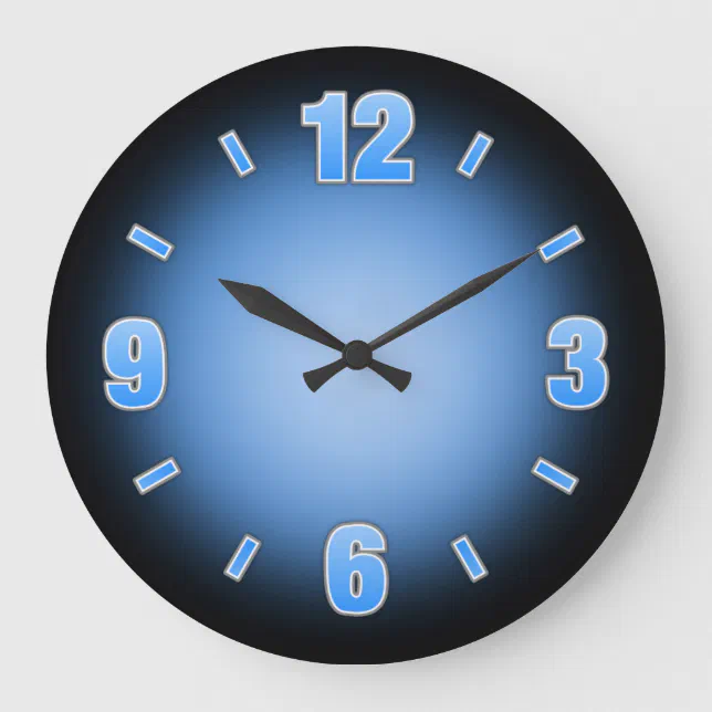 Easy Read Big Blue Number Fade Wall Clock | Zazzle