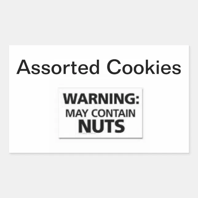 Easy Stick Warning Signs Cookies May Contain Nuts Rectangular Sticker ...