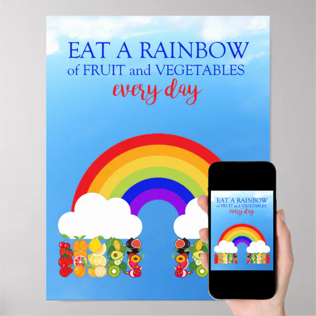 Eat a Rainbow Healthy Eating Educational Classroom Poster | Zazzle
