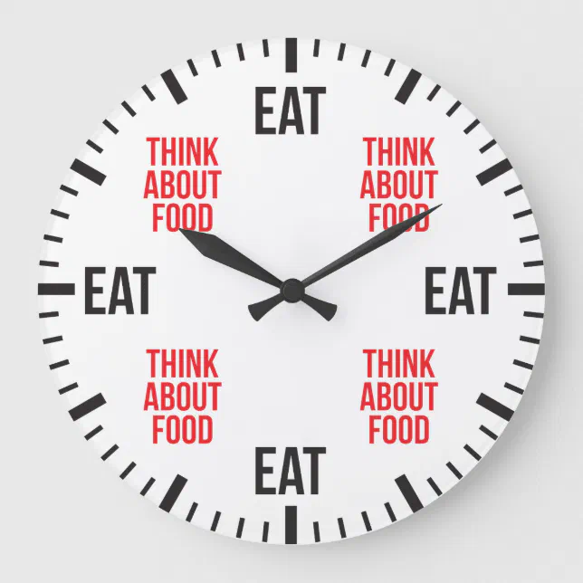 Eat and Think About Food - Funny Novelty Large Clock | Zazzle