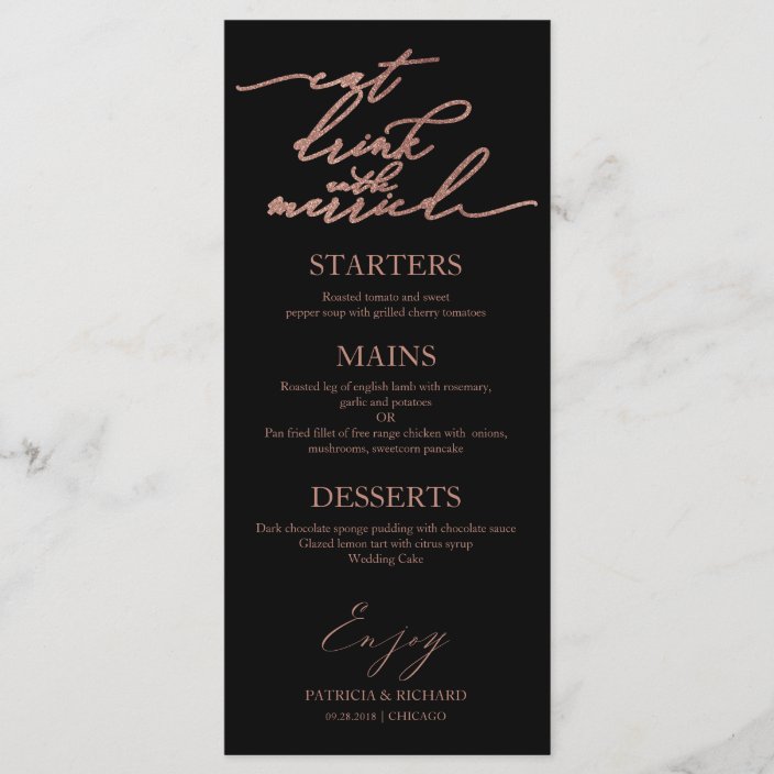 Eat Drink and Be Married Menu For Plate | Zazzle.com
