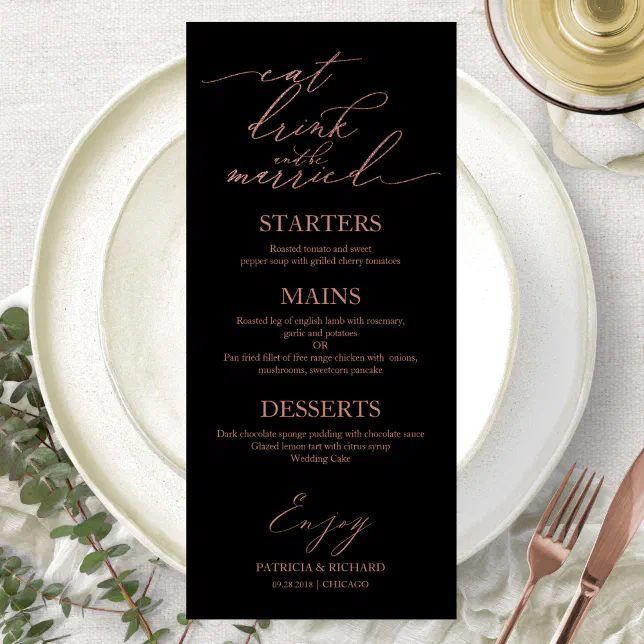 Eat Drink and Be Married Menu For Plate | Zazzle