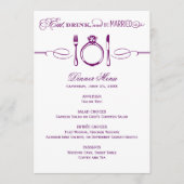 Eat Drink and Be Married Purple Wedding Dinner Menu | Zazzle