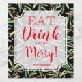 Eat Drink and Be Merry Holiday Wine Label | Zazzle