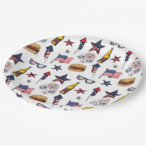 Eat, Drink and Be Patriotic July 4th Paper Plates | Zazzle