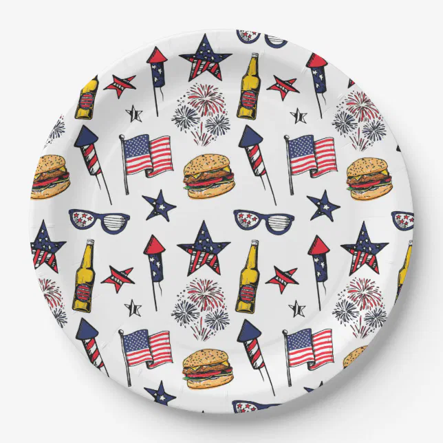 Eat, Drink and Be Patriotic July 4th Paper Plates | Zazzle