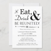Eat Drink And Be Reunited Retro Class Reunion Invitation | Zazzle