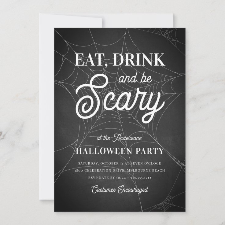 Eat, Drink and Be Scary Halloween Party Invitation | Zazzle