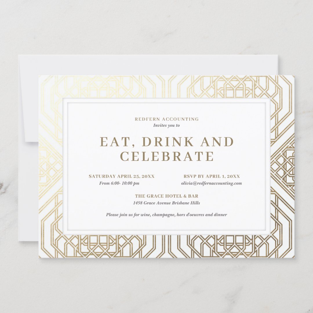 Eat Drink and Celebrate Business Party Invitation | Zazzle