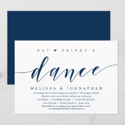 Eat, Drink and Dance, Wedding Elopement Party Invi Invitation | Zazzle