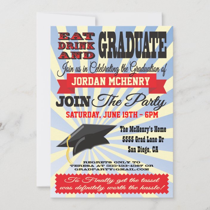 Eat, Drink and Graduate! Graduation Invitations | Zazzle.com