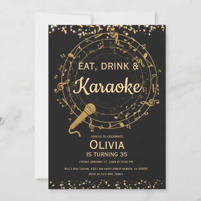 Eat, drink and Karaoke Invitation, Karaoke party Invitation | Zazzle
