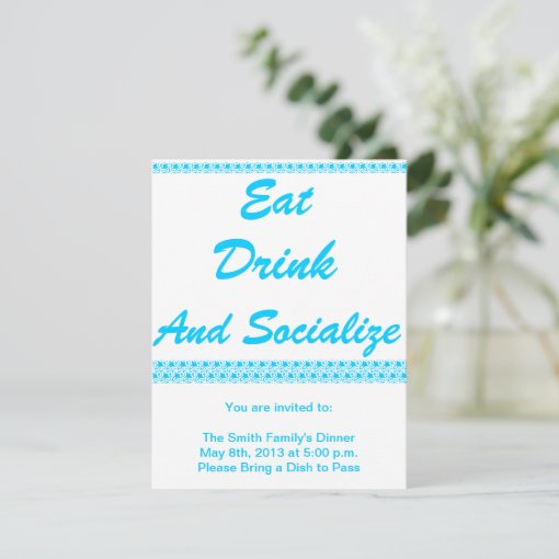 Eat, Drink and Socialize Invitation | Zazzle
