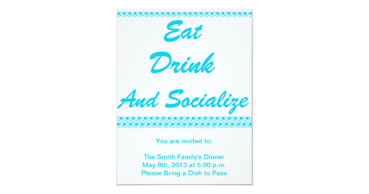 Eat, Drink and Socialize Invitation | Zazzle.com
