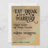 Eat Drink & Be Married Tan QR Code & Photo Wedding Invitation | Zazzle