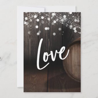 Eat Drink & Be Married Wine Barrel and Lights Invitation | Zazzle