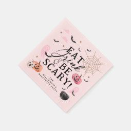 Eat Drink & Be Scary Fun Pumpkin Halloween Party Napkins | Zazzle