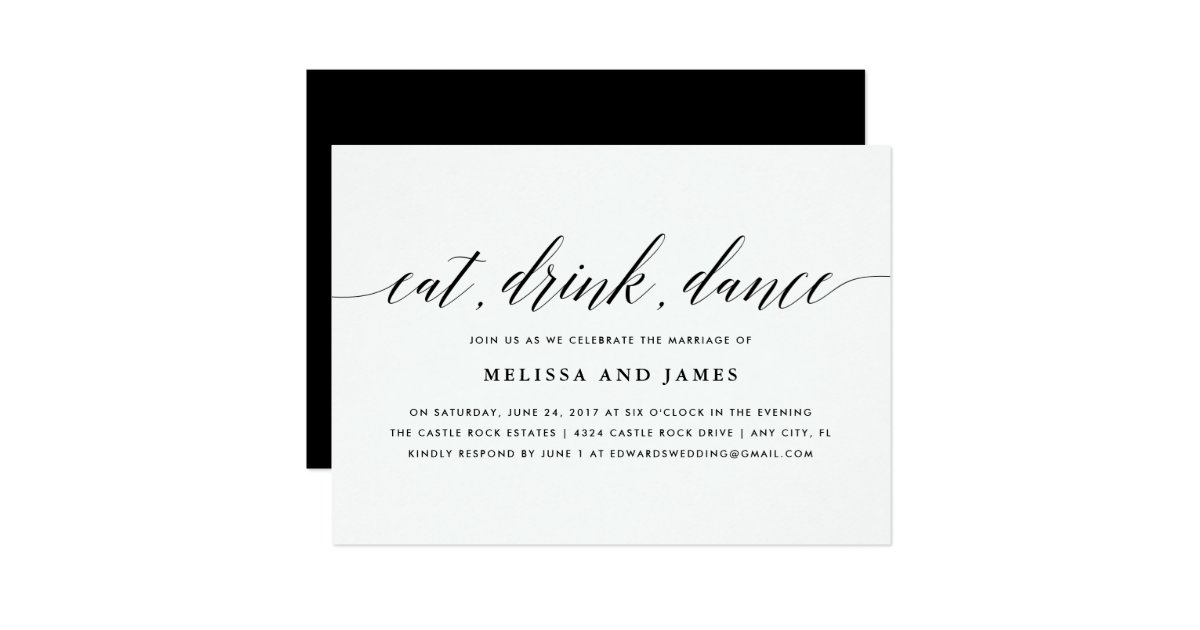 Eat, Drink, Dance Wedding Invitation | Zazzle.com