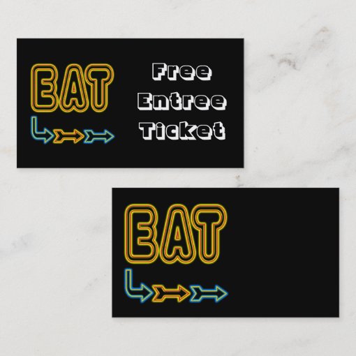 Eat Meal Ticket Custom Business Card Template | Zazzle