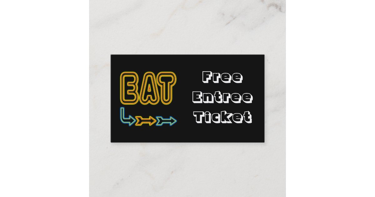 Eat Meal Ticket Custom Business Card Template | Zazzle
