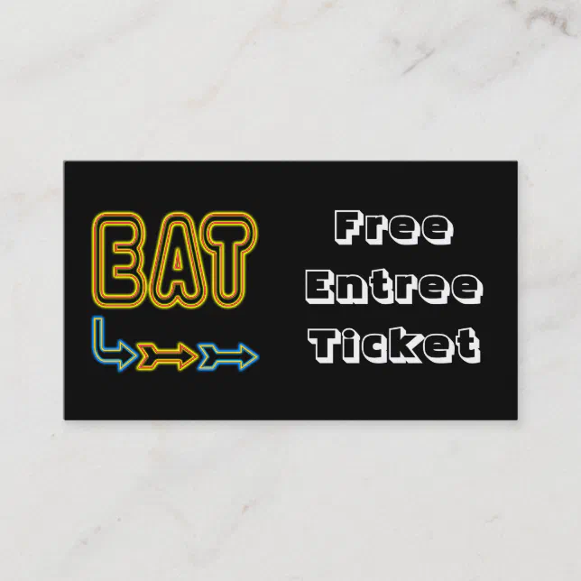 Eat Meal Ticket Custom Business Card Template | Zazzle