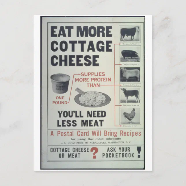 Eat_More_Cottage_Cheese_Propaganda Poster Postcard | Zazzle