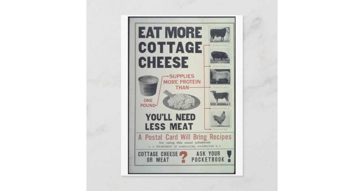 Eat_More_Cottage_Cheese_Propaganda Poster Postcard | Zazzle