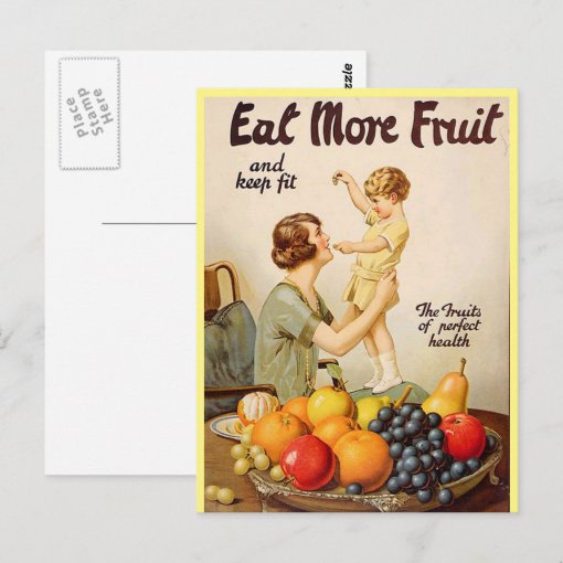EAT MORE FRUIT postcard | Zazzle