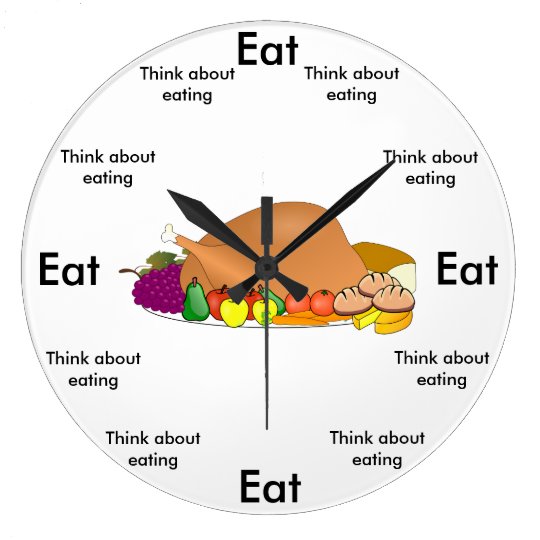 Eat O'Clock Round (Large) Wall Clock | Zazzle.com
