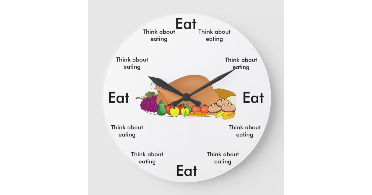 Eat O'Clock Round (Large) Wall Clock | Zazzle