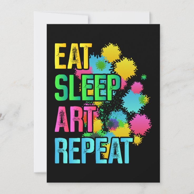 Eat Sleep Art Repeat Funny Artist Teacher Artistic Thank You Card | Zazzle