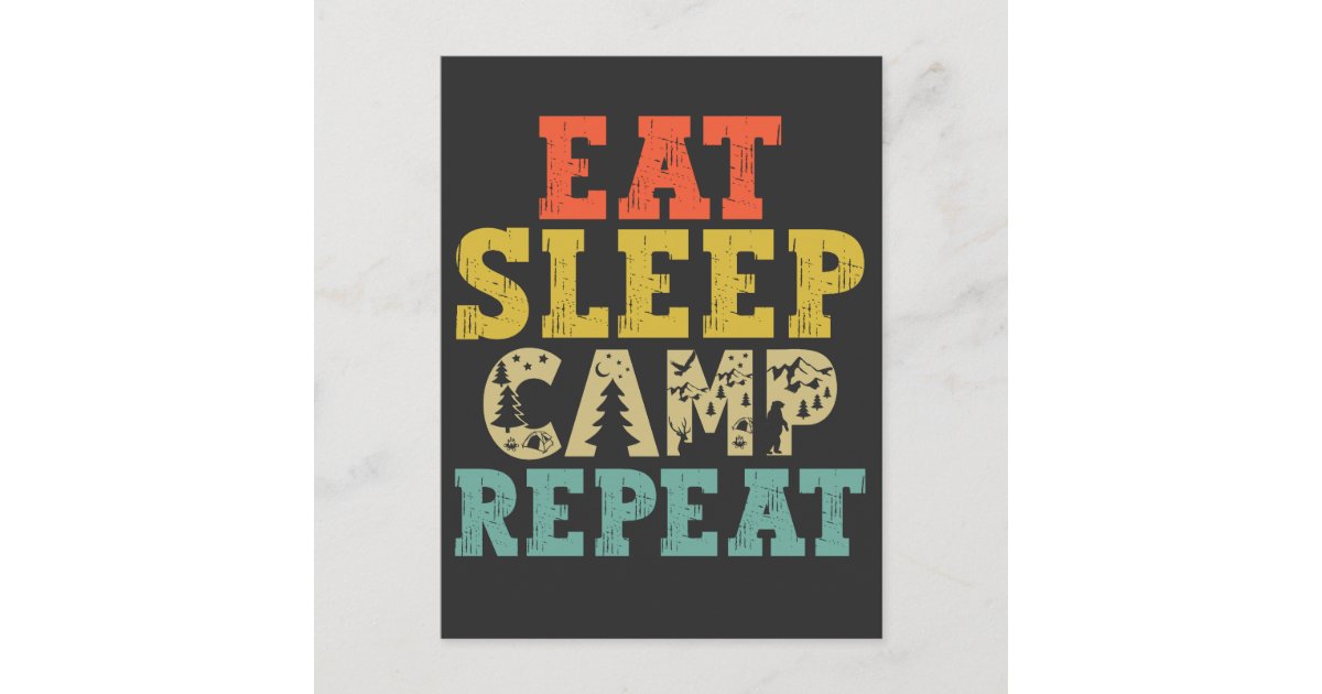 Eat Sleep Camp Repeat Camping Lover Postcard | Zazzle