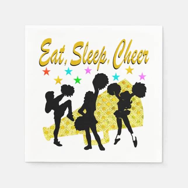 EAT, SLEEP, CHEER GOLD CHEERLEADING DESIGN NAPKINS | Zazzle