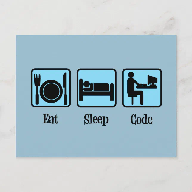 Eat Sleep Code Postcard | Zazzle