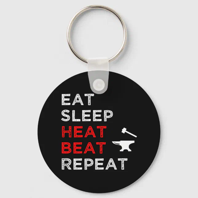 Eat Sleep Heat Beat Repeat Keychain | Zazzle