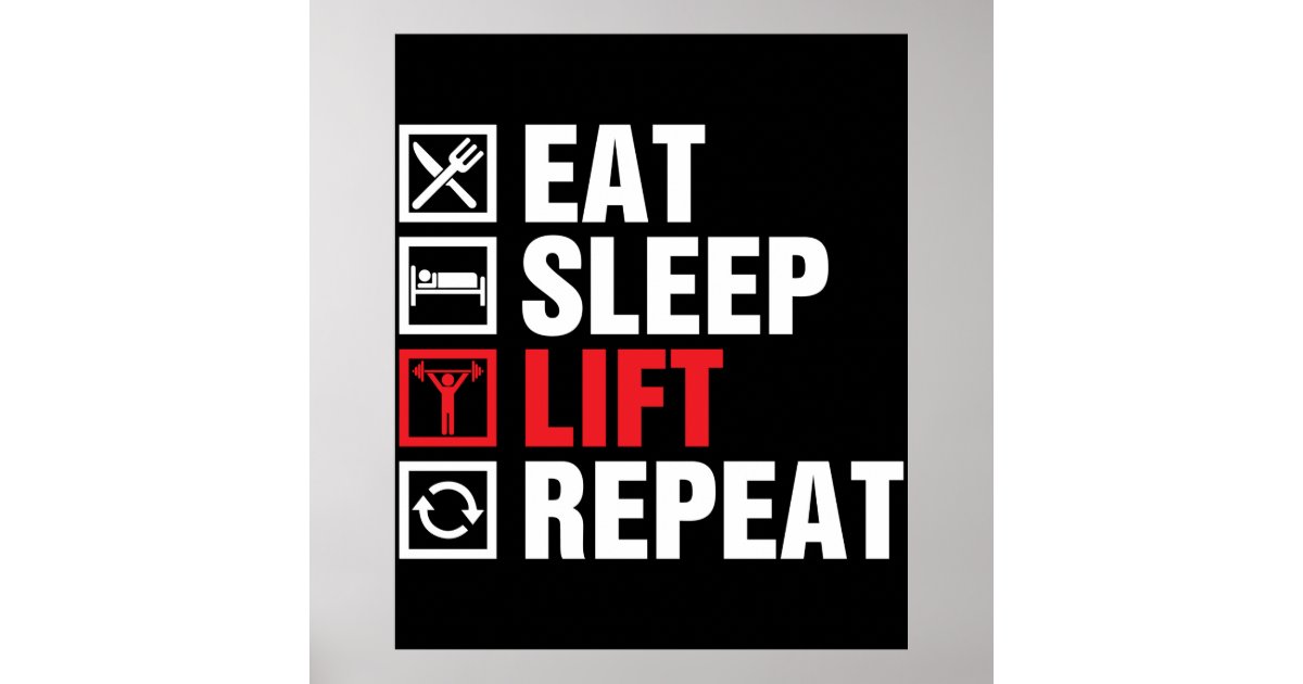 Eat Sleep Lift Repeat Poster | Zazzle
