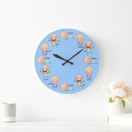 Eat-Sleep-Poop-Baby Nursery Clock | Zazzle