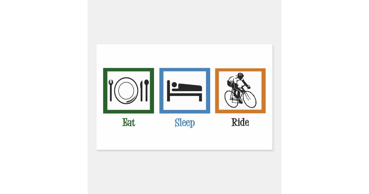 Eat Sleep Ride (Cyclists) Rectangular Sticker | Zazzle