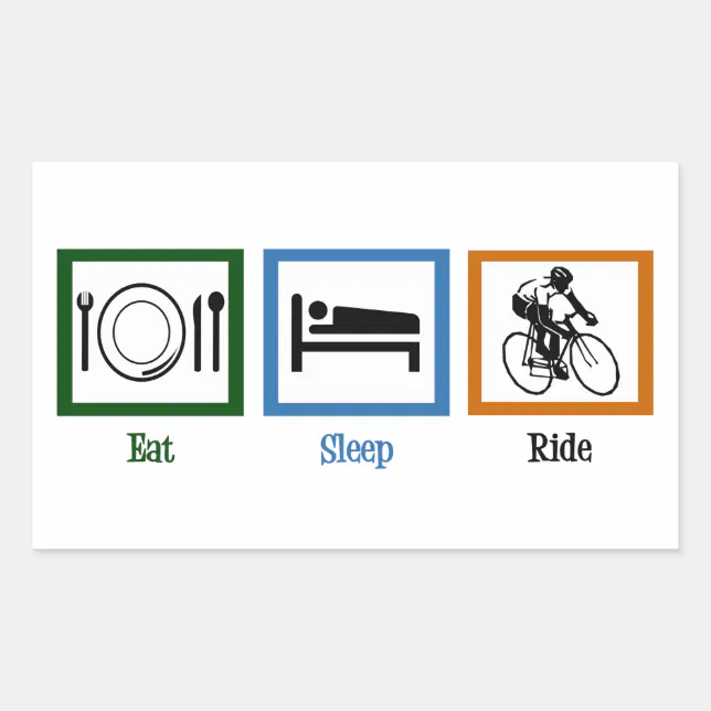 Eat Sleep Ride (Cyclists) Rectangular Sticker | Zazzle