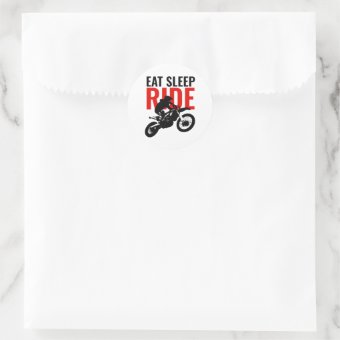 Eat Sleep Ride Motocross Motorcycle Sport Pop Art Classic Round Sticker ...