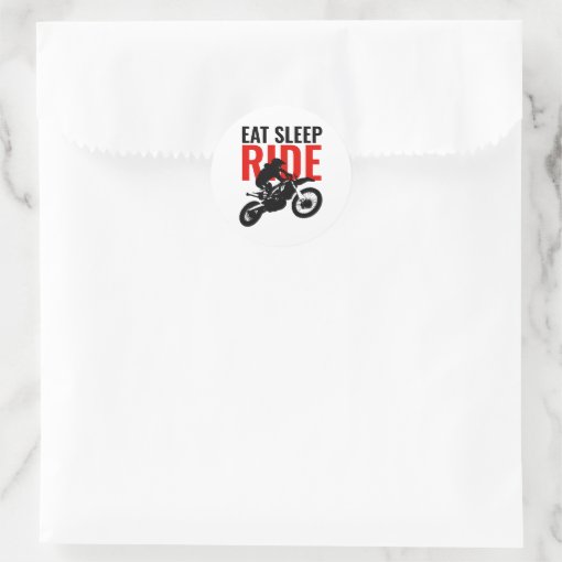 Eat Sleep Ride Motocross Motorcycle Sport Pop Art Classic Round Sticker ...
