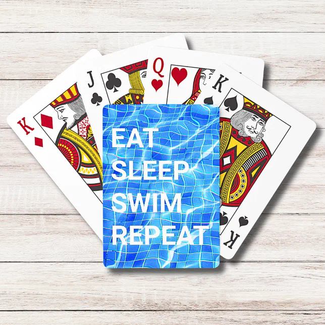 Eat Sleep Swim Repeat Swimming Pool Aquatic Poker Cards | Zazzle