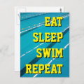 EAT SLEEP SWIM REPEAT swimming pool postcards | Zazzle