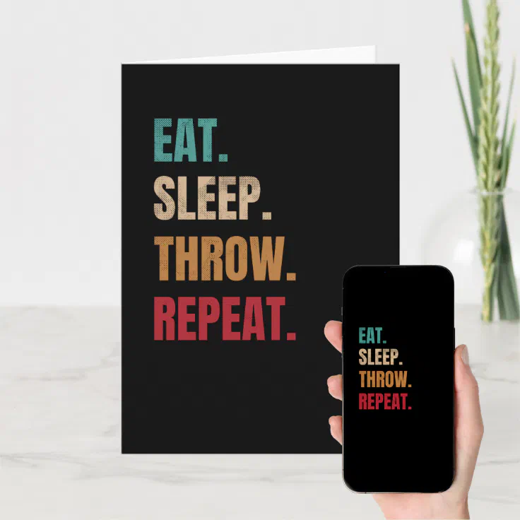 Eat Sleep Throw Repeat | Track And Field Throwing Card | Zazzle