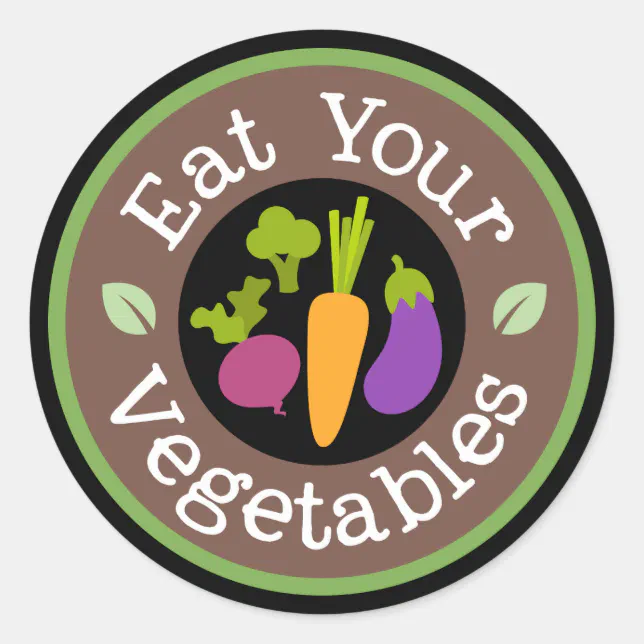 Eat your vegetables fun word art sticker | Zazzle